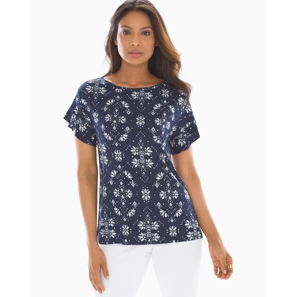 Soma | Tops | Soma Top Xxl Navy Blue White Soft Jersey Flutter Sleeve ...